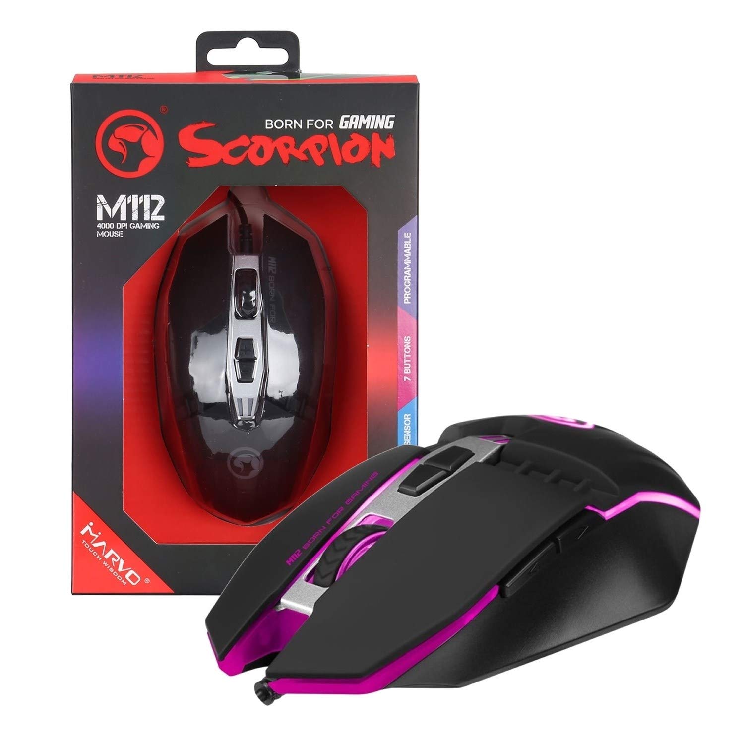 MOUSE GAMER MARVO SCORPION M112 4000 DPI - DigitalServer